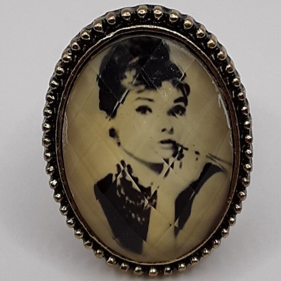 Jewelry | Audrey Hepburn Adjustable Dome Ring With Photo Breakfast At ...